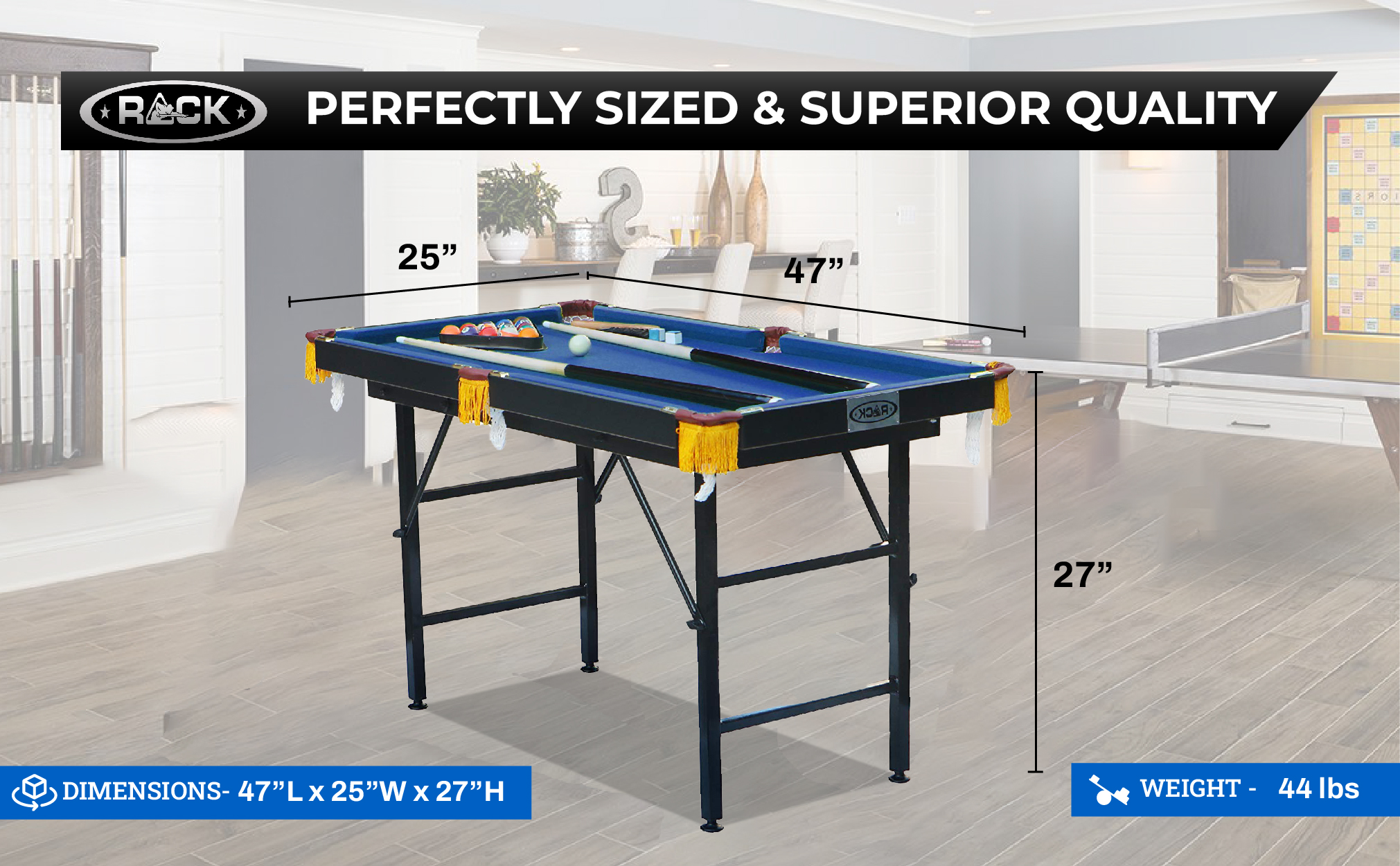 RACK Leo 4-Foot Folding Billiard/Pool Table (Blue) – RACK Pool Tables