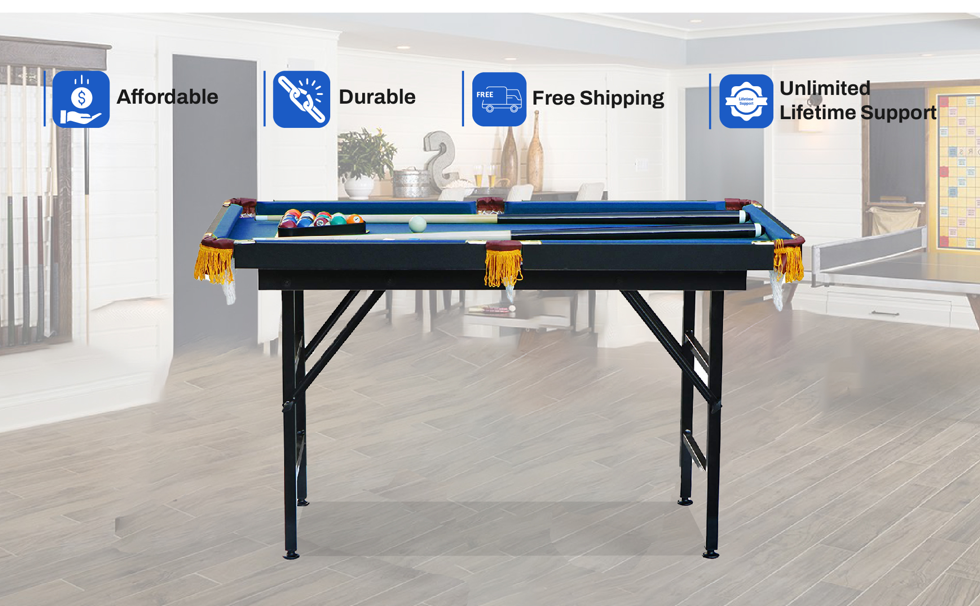 RACK Leo 4-Foot Folding Billiard/Pool Table (Blue) – RACK Pool Tables