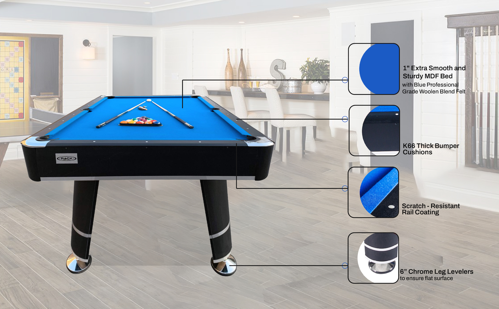 RACK Orion 8-Foot Tournament Billiard/Pool Table (Blue) – RACK Pool Tables