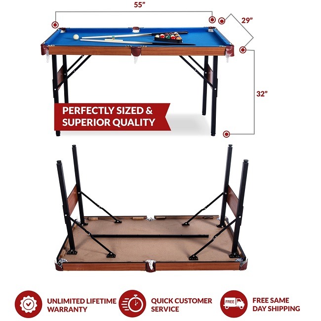 RACK Crux 55 in Folding Billiard/Pool Table (Blue) | RACK Pool Tables