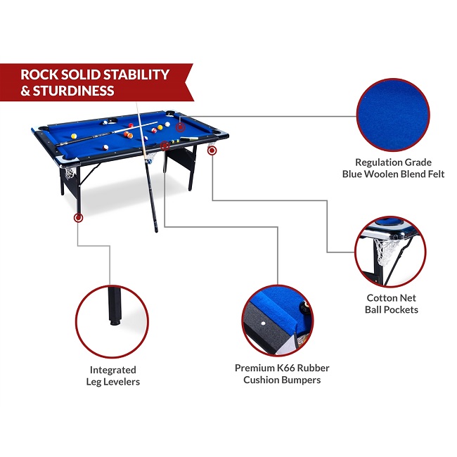 RACK Vega 6-Foot Folding Billiard/Pool Table (Blue) | RACK Pool Tables