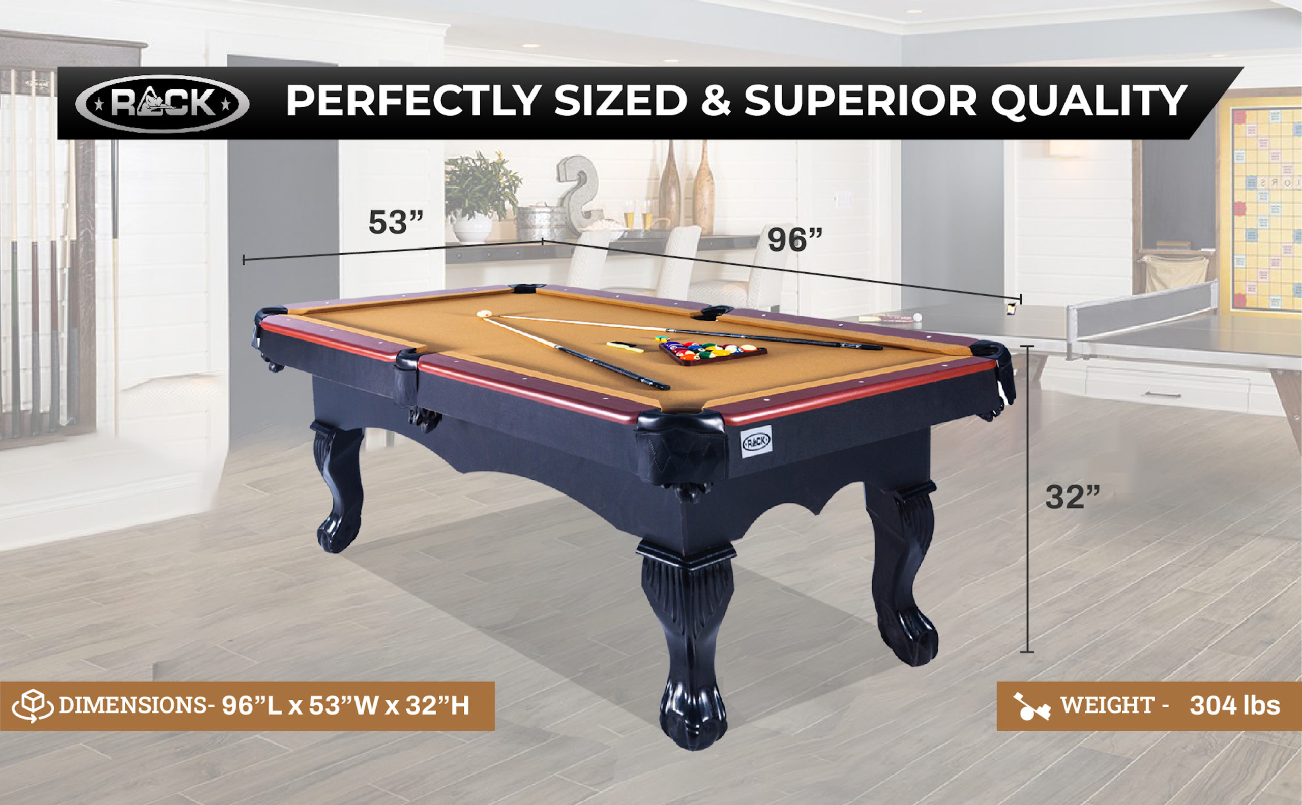 RACK Taurus 8-Foot Tournament Billiard/Pool Table – RACK Pool Tables