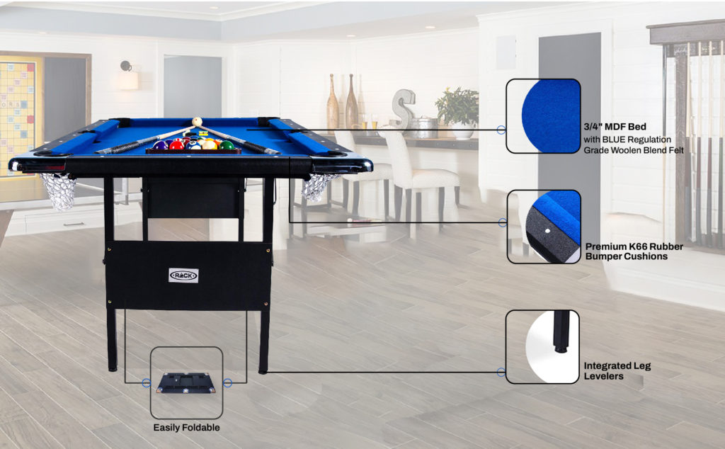 RACK Vega 6-Foot Folding Billiard/Pool Table (Blue) | RACK Pool Tables