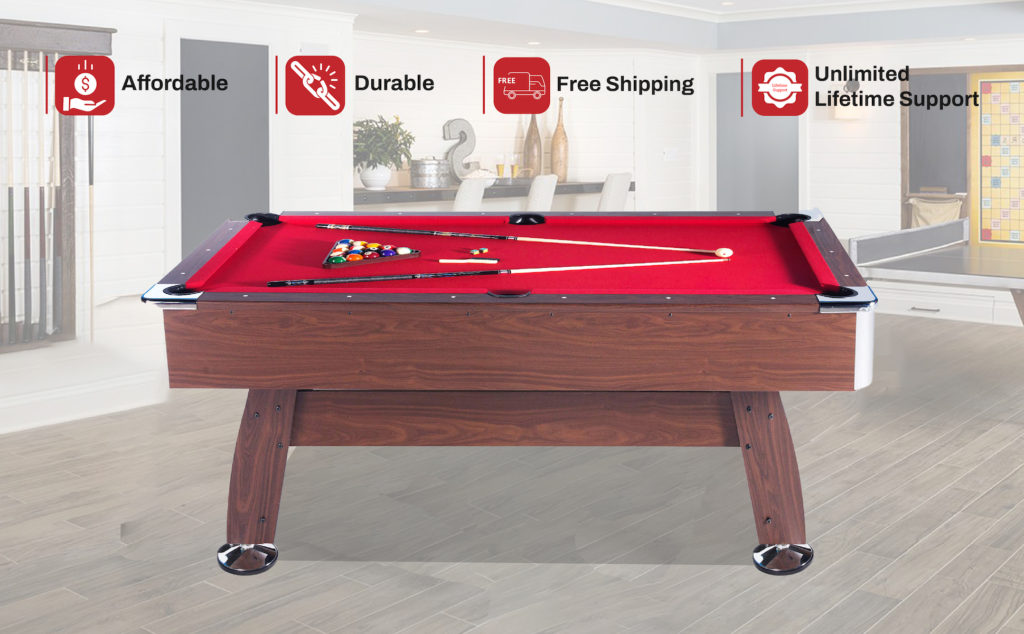 RACK Draco 7-Foot Billiard/Pool Table (Red Felt with Brown Body) | RACK ...