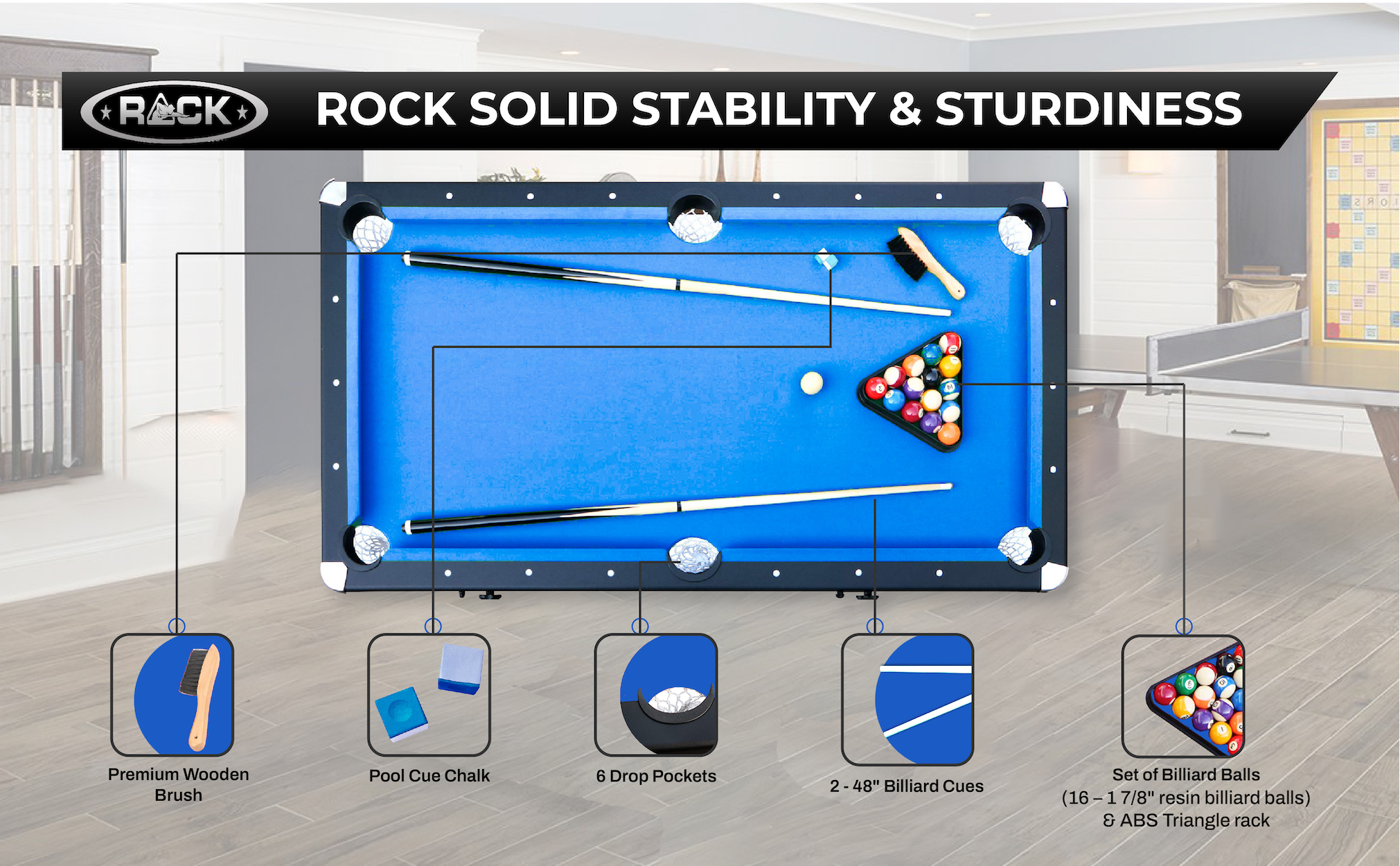 RACK Drogon 5.5-Foot Folding Billiard/Pool Table (Blue) – RACK Pool Tables