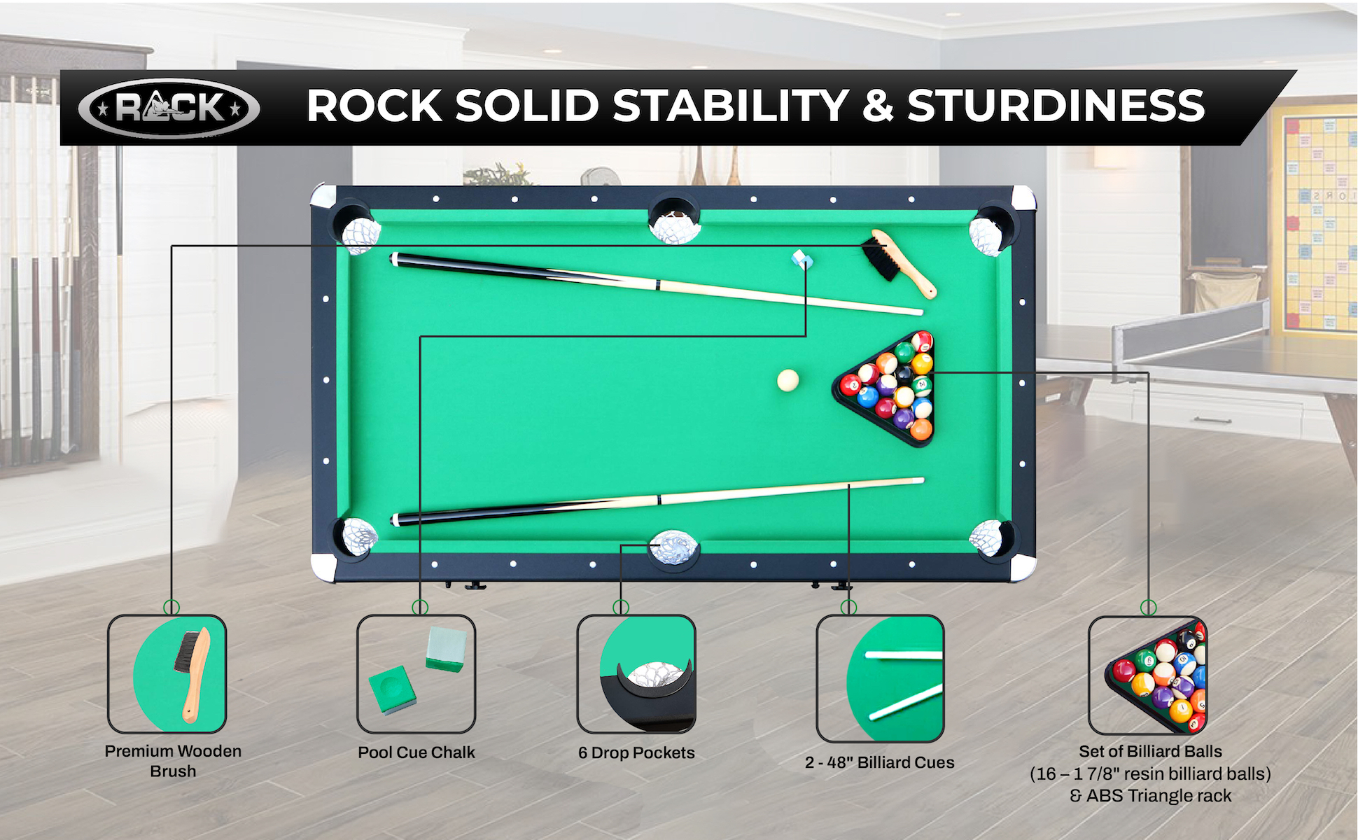 RACK Drogon 5.5-Foot Folding Billiard/Pool Table (Green) – RACK Pool Tables