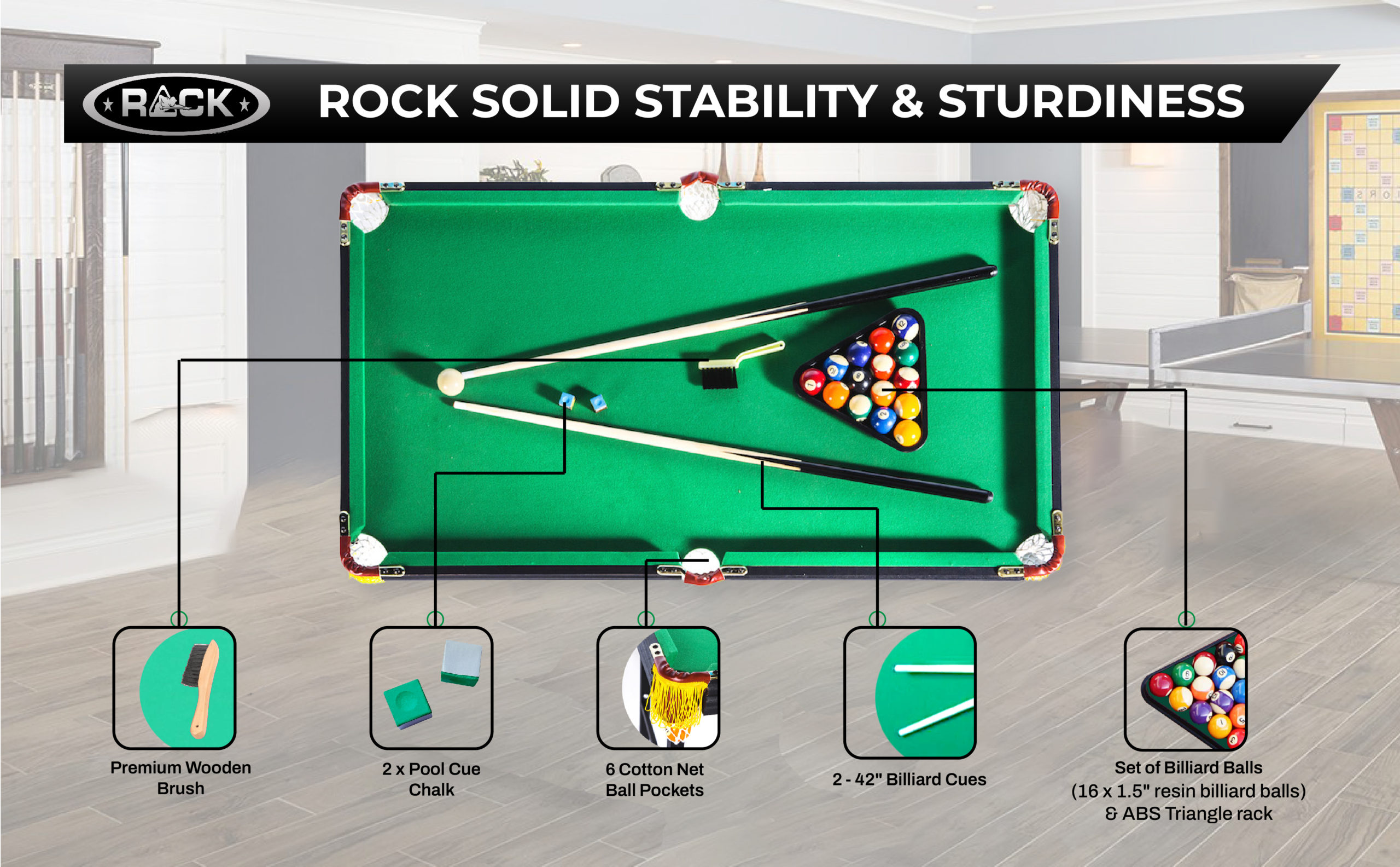 RACK Leo 4-Foot Folding Billiard/Pool Table (Green) | RACK Pool Tables