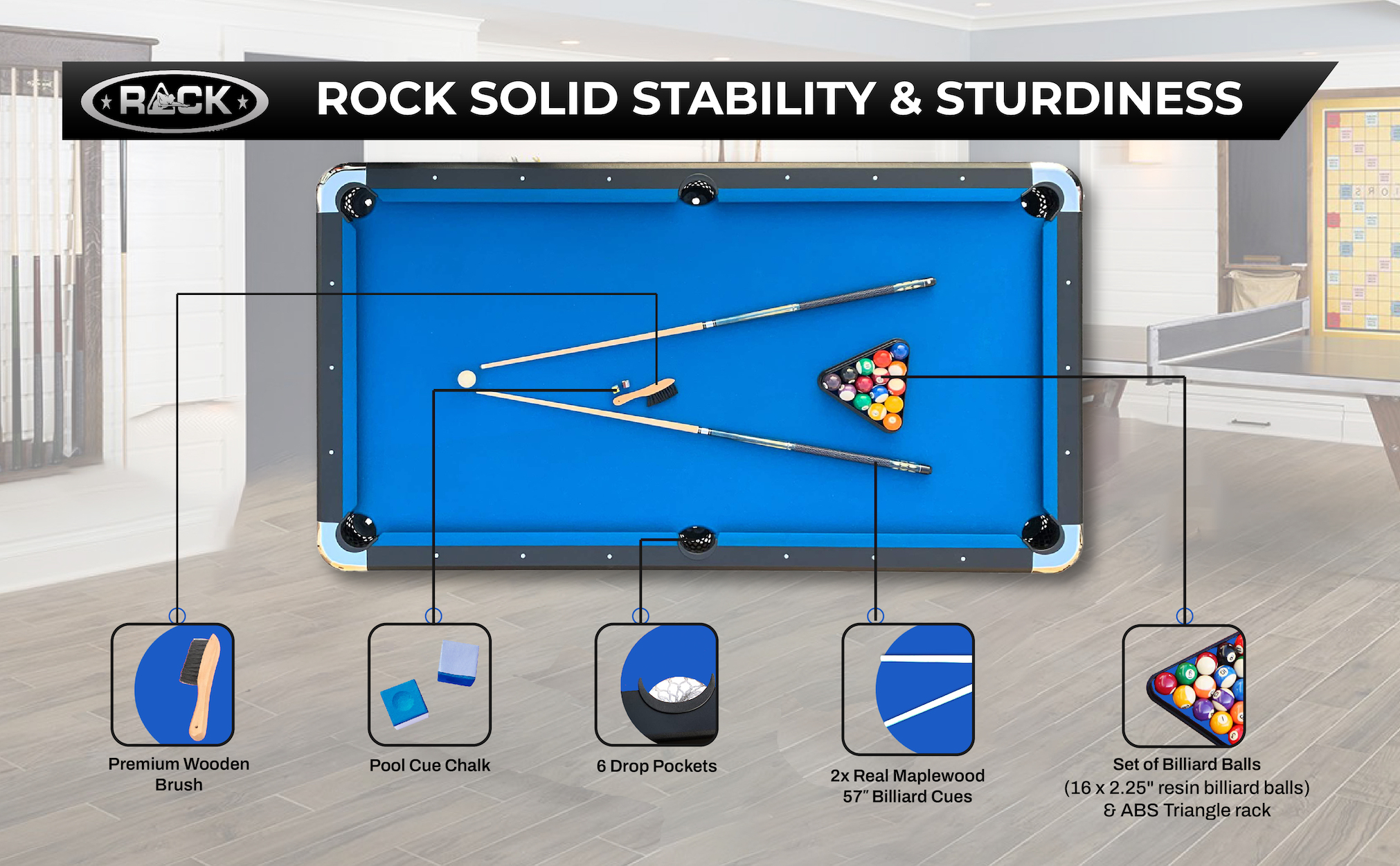 RACK Orion 8-Foot Tournament Billiard/Pool Table (Blue) – RACK Pool Tables