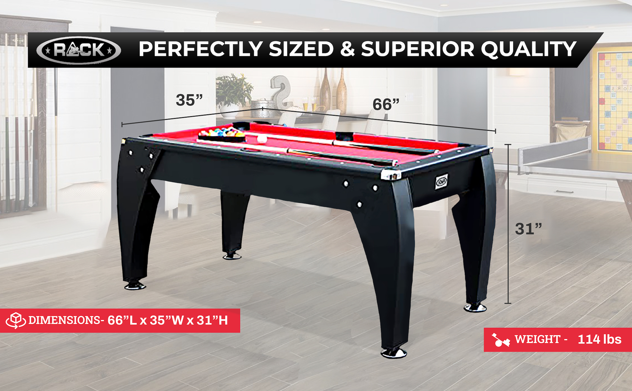 RACK Stark 5.5-Foot Billiard/Pool Table (Black) | RACK Pool Tables