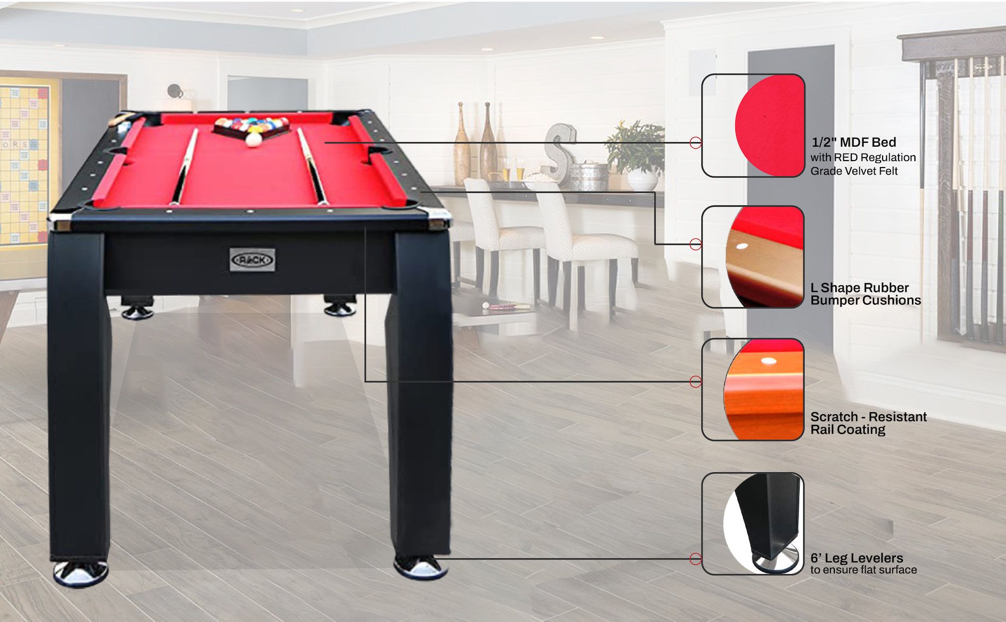 RACK Stark 5.5-Foot Billiard/Pool Table (Black) | RACK Pool Tables