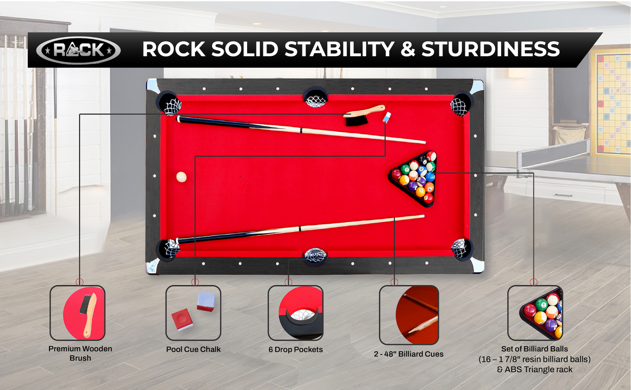 RACK Stark 5.5-Foot Billiard/Pool Table (Black) | RACK Pool Tables