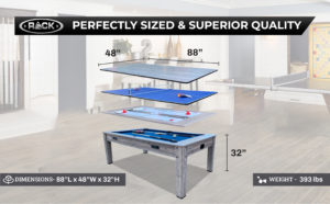 RACK Luxor 7.5-Foot 4-in-1 Multi-Game Swivel Billiard/Pool Table (Blue ...