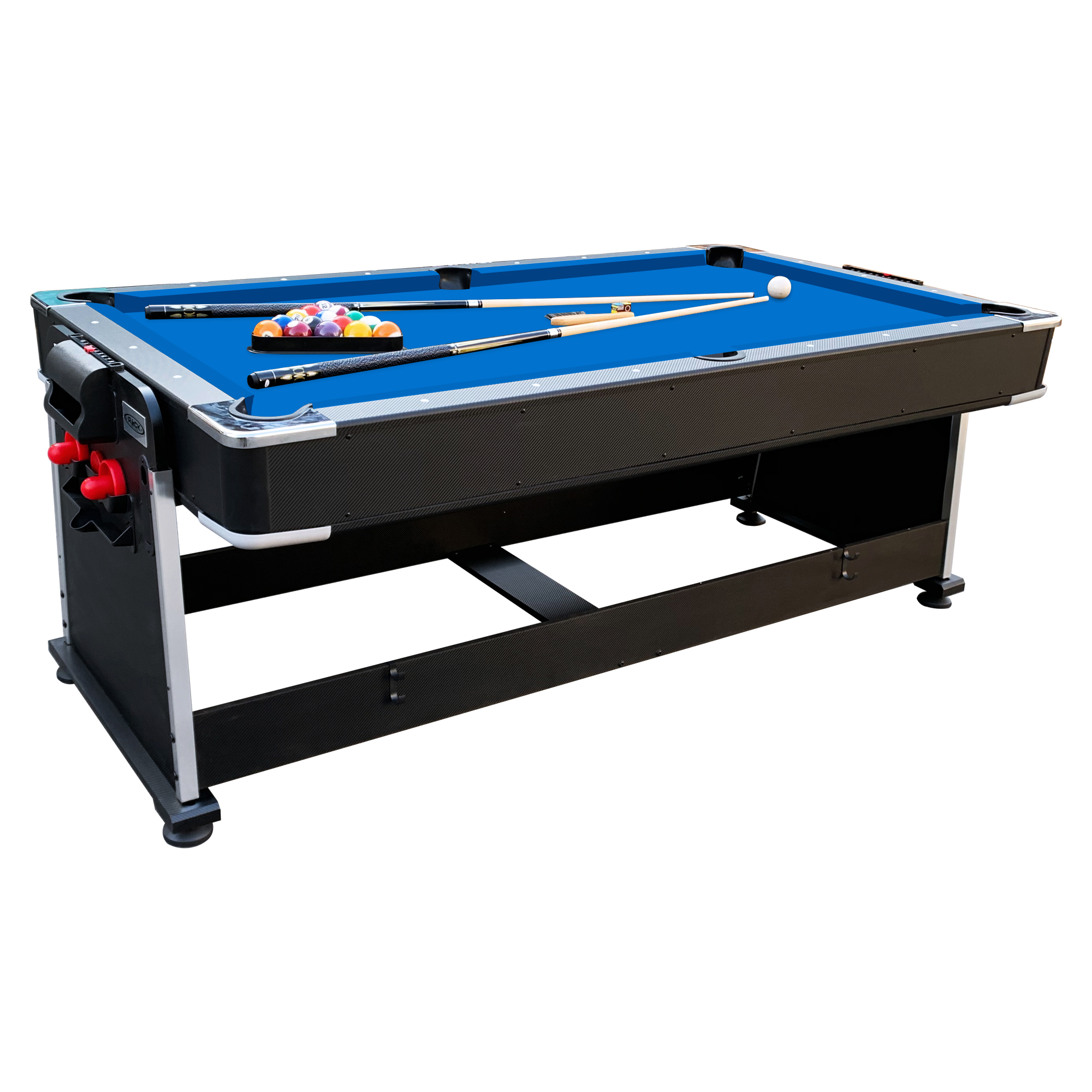 RACK Triad 7-Foot 3-in-1 Multi Game Swivel Billiard/Pool Table (Blue ...