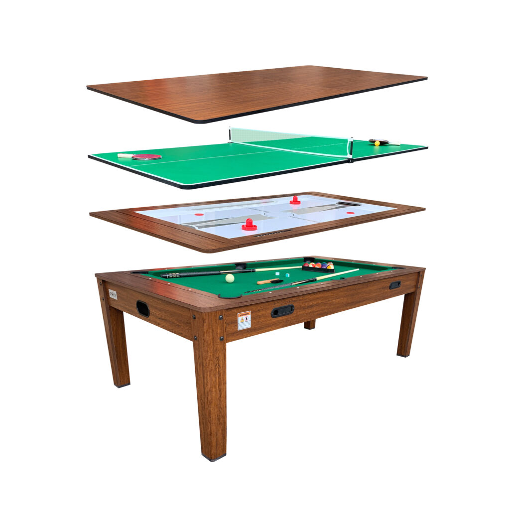 RACK Luxor 7.5-Foot 4-in-1 Multi-Game Swivel Billiard/Pool Table (Green ...